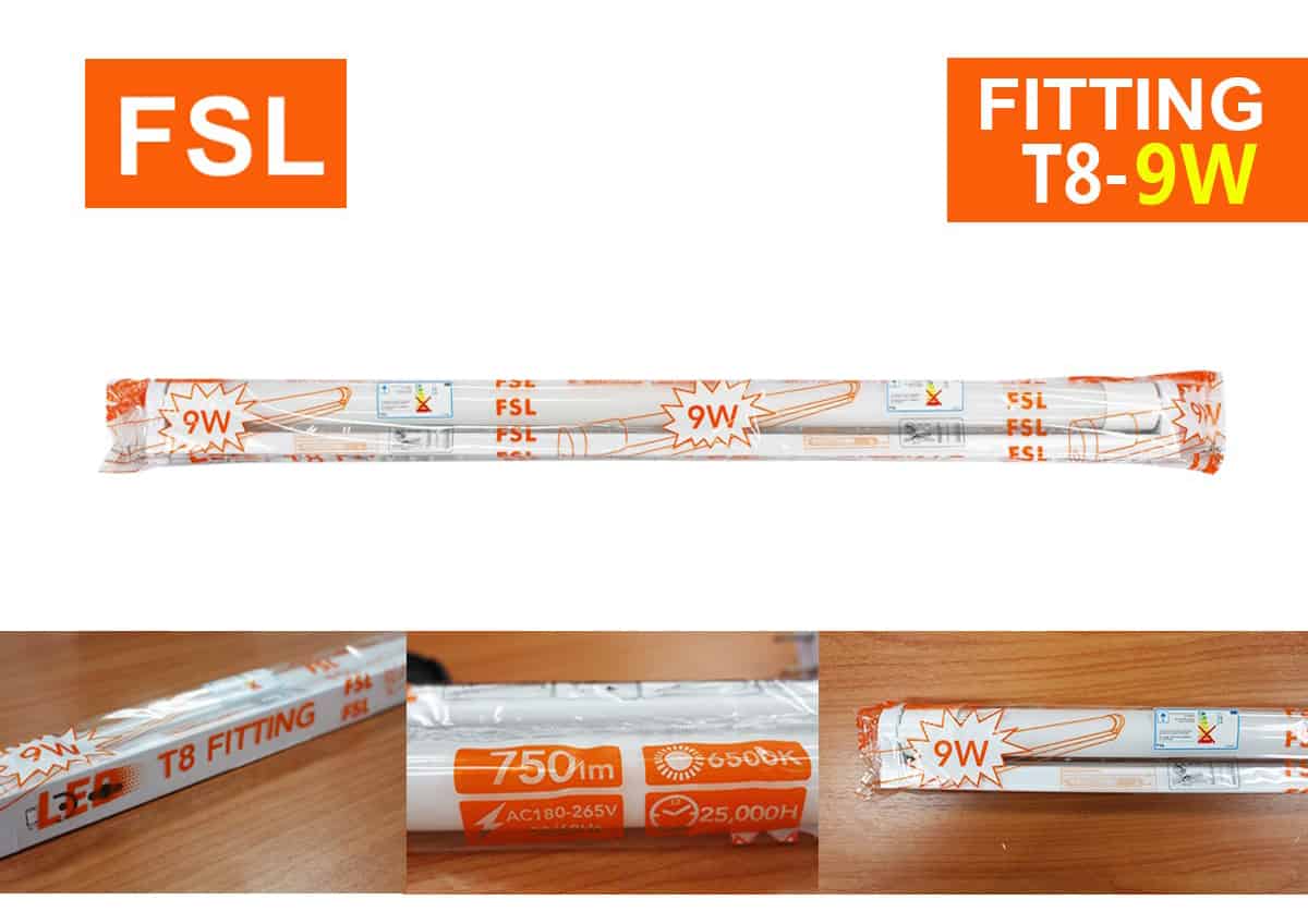 หลอด LED T8 FSL พร้อมราง 9W (เปลี่ยนหลอดได้) | Vintech Store
