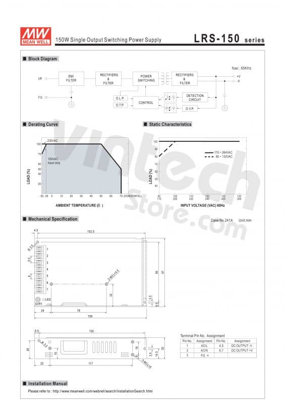 MEANWELL Power Supply LRS-150-12 | Vintech Store