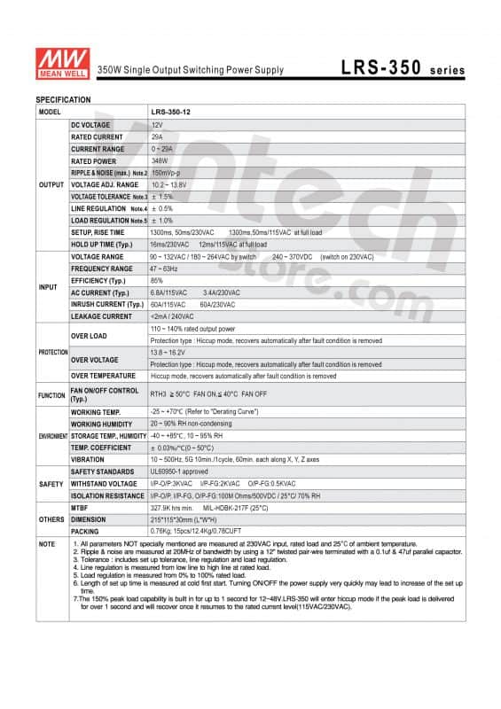 MEANWELL Power Supply LRS-350-12 | Vintech Store
