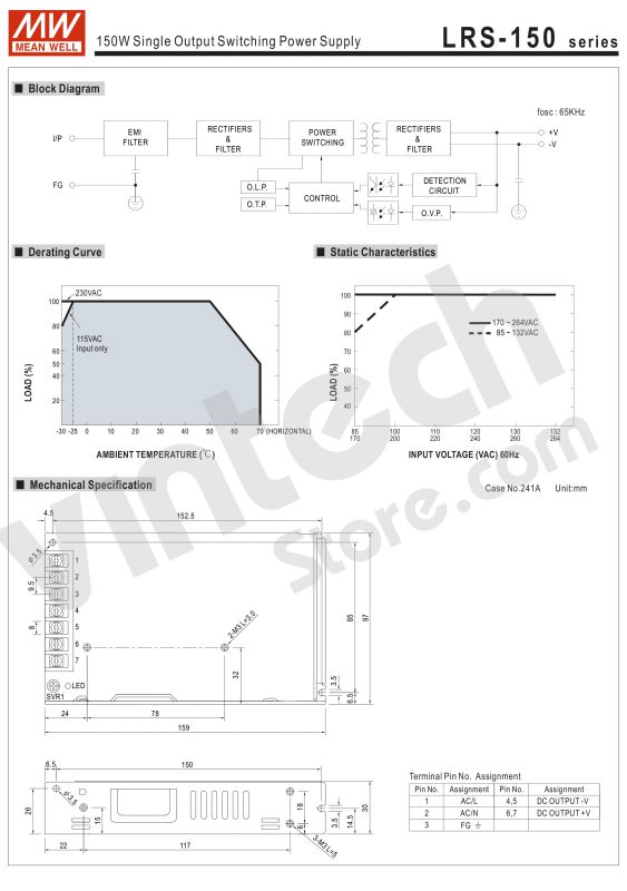 MEANWELL Power Supply LRS-150-24 | Vintech Store