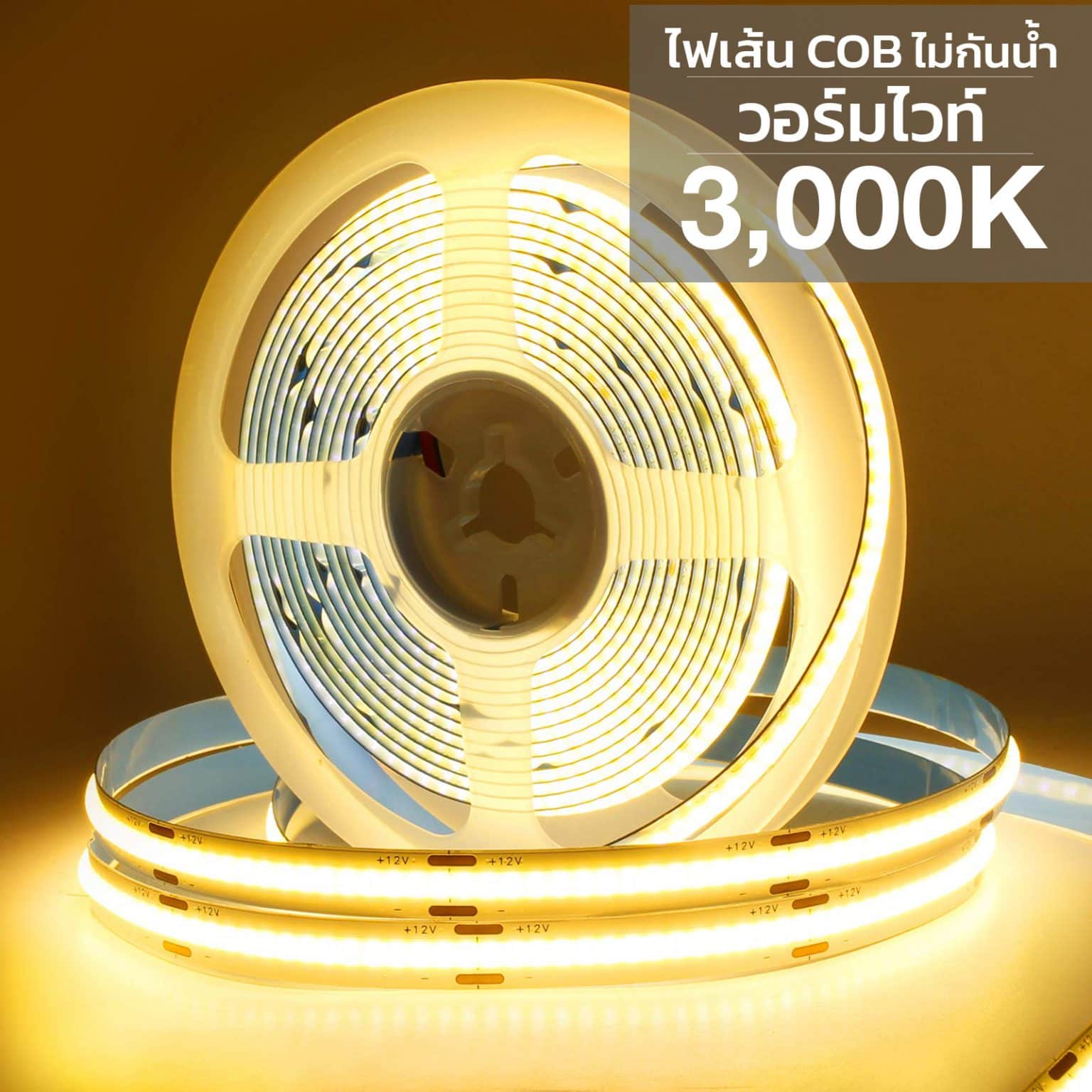 ไฟเส้น LED Strip COB ไม่กันน้ำ วอร์มไวท์ 5M. | Vintech Store